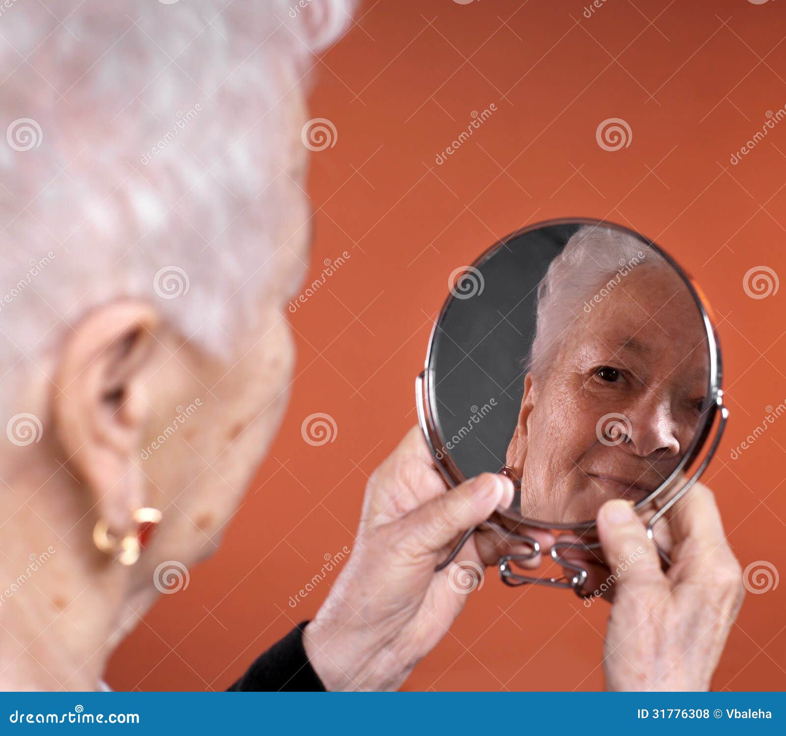 Portrait of Old Woman Looking into a Mirror Stock Photo - Image of lady ...