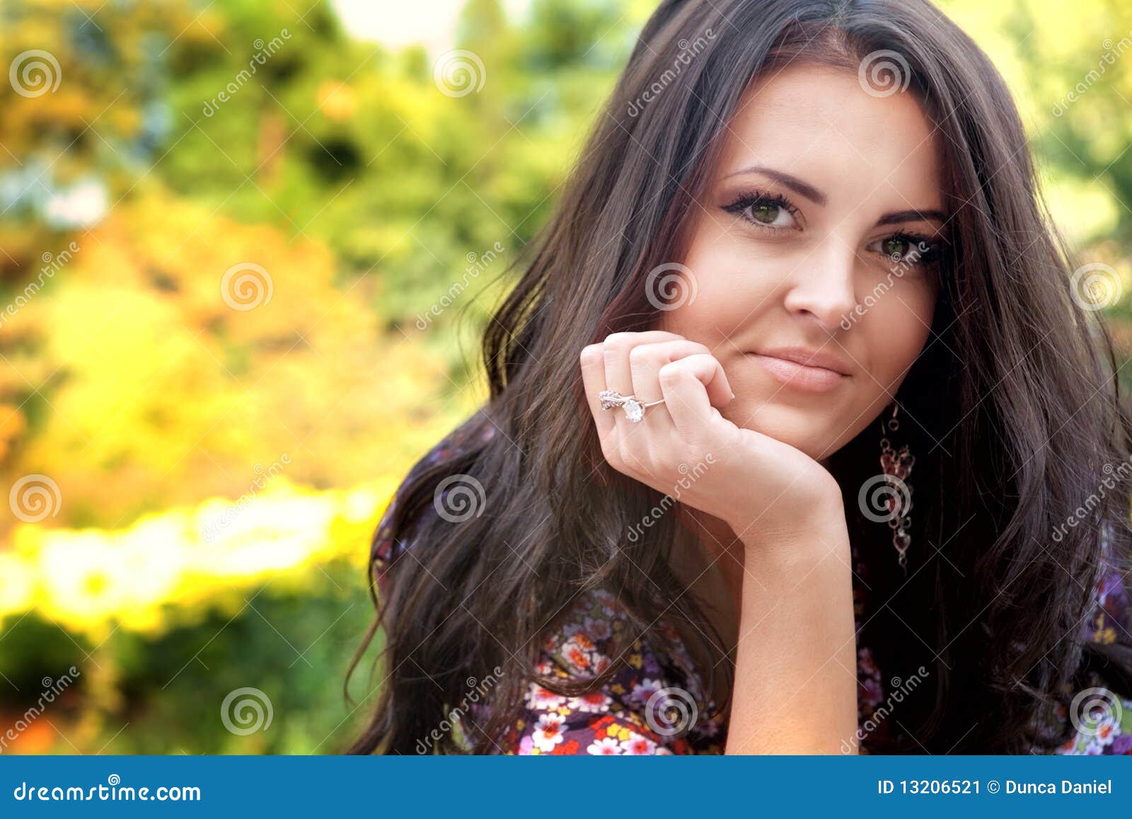 Portrait of One Beautiful Woman in Nature Stock Image - Image of beauty ...
