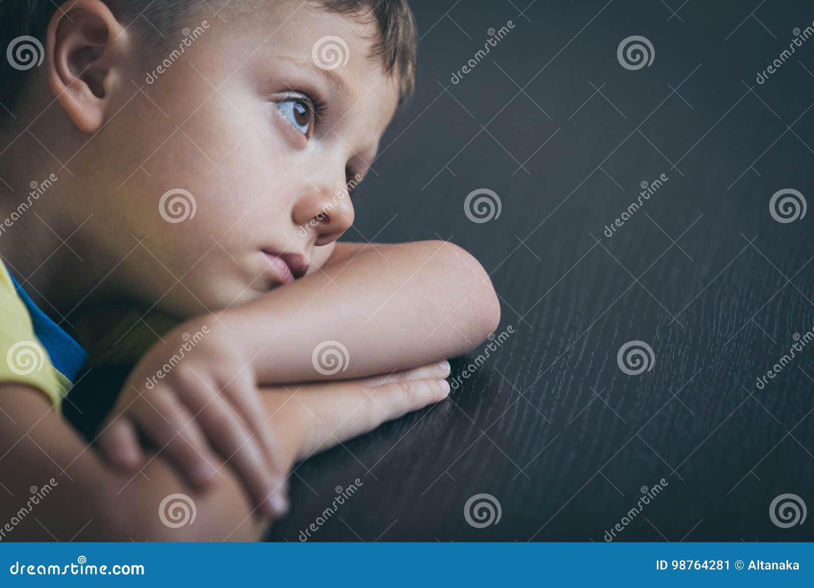 Portrait of One Sad Little Boy. Stock Image - Image of expression, home ...