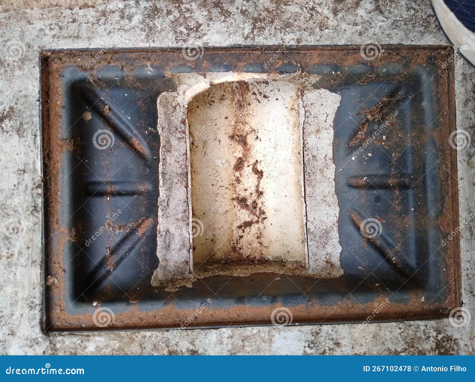 Open Sewer Plastic Box in Building Stock Photo - Image of portrait ...