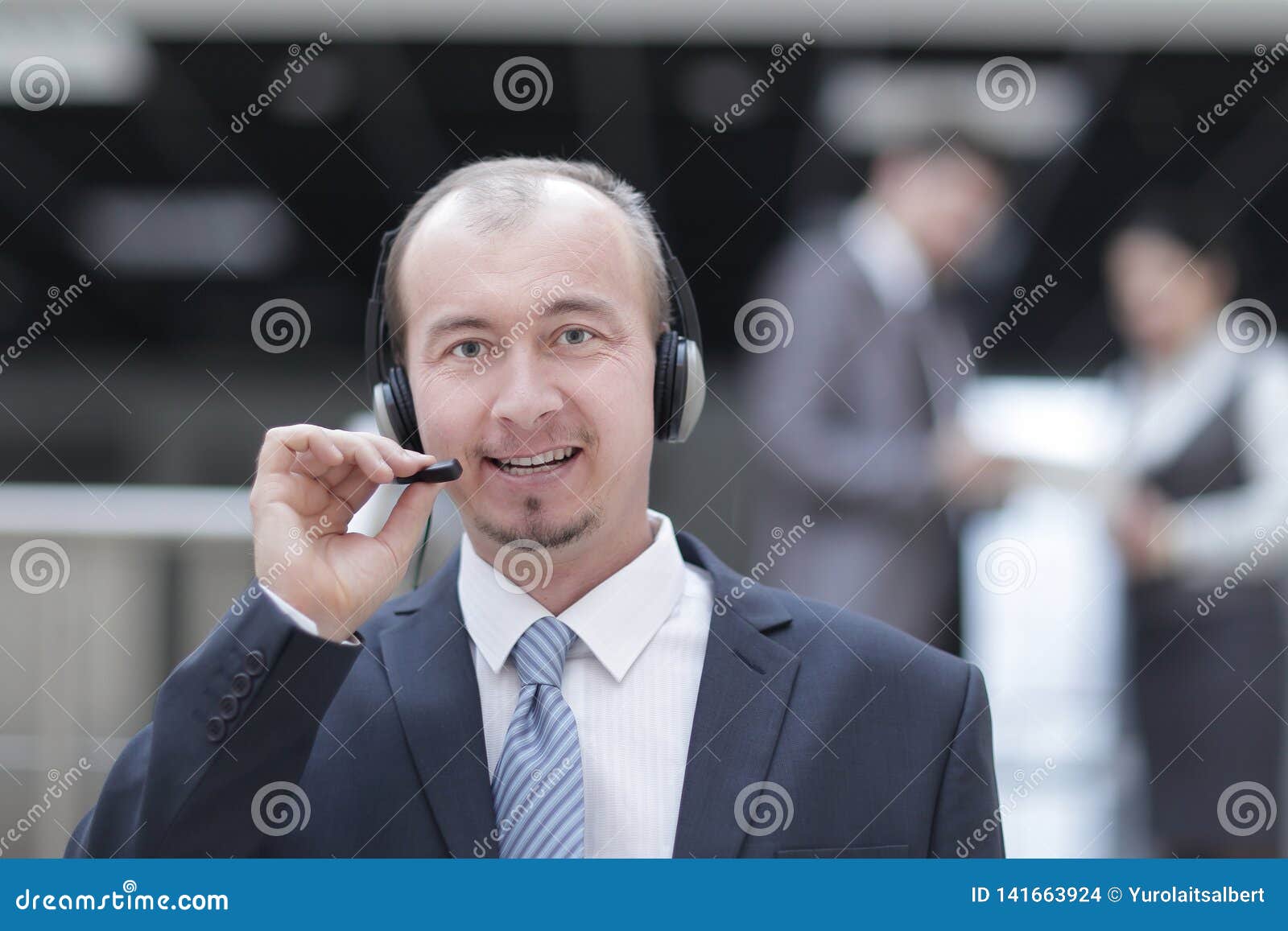 Portrait Operator Call Center on Blurred Background Stock Photo - Image ...