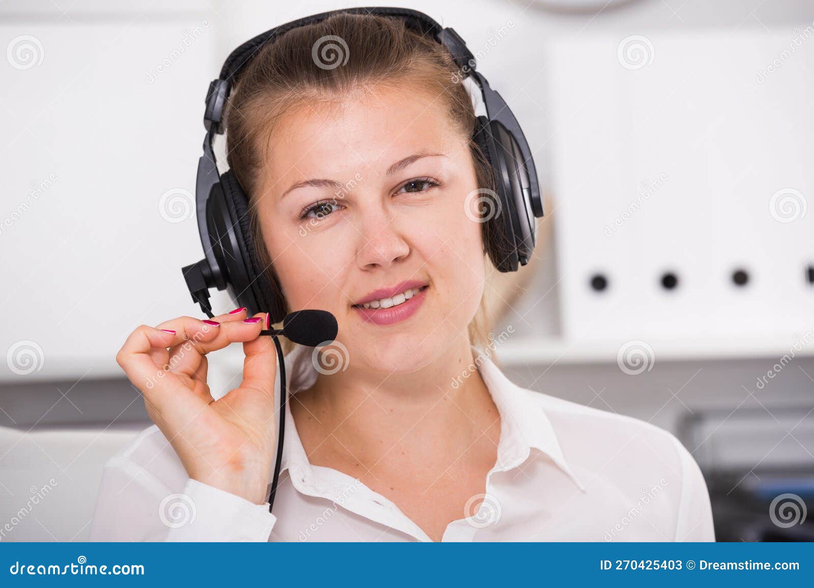 Portrait of Operator Which is Talking with Client Stock Image - Image ...