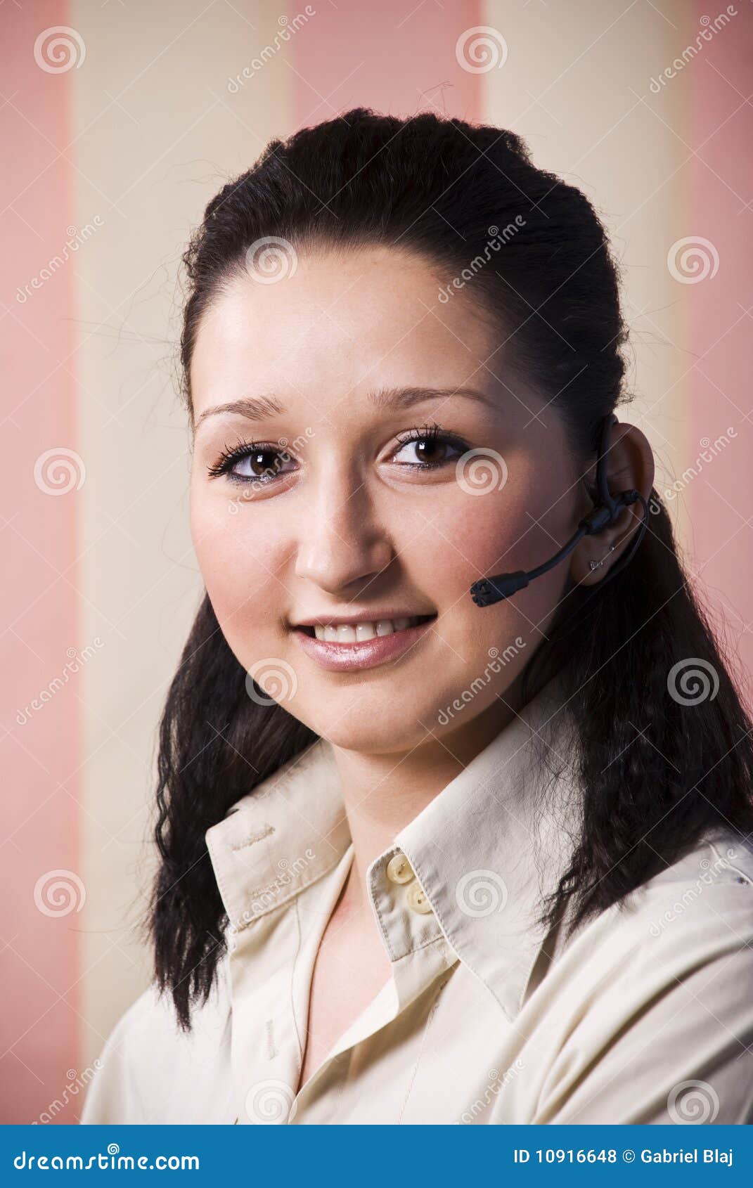 Portrait Operator Young Woman Stock Photo - Image of consultant ...