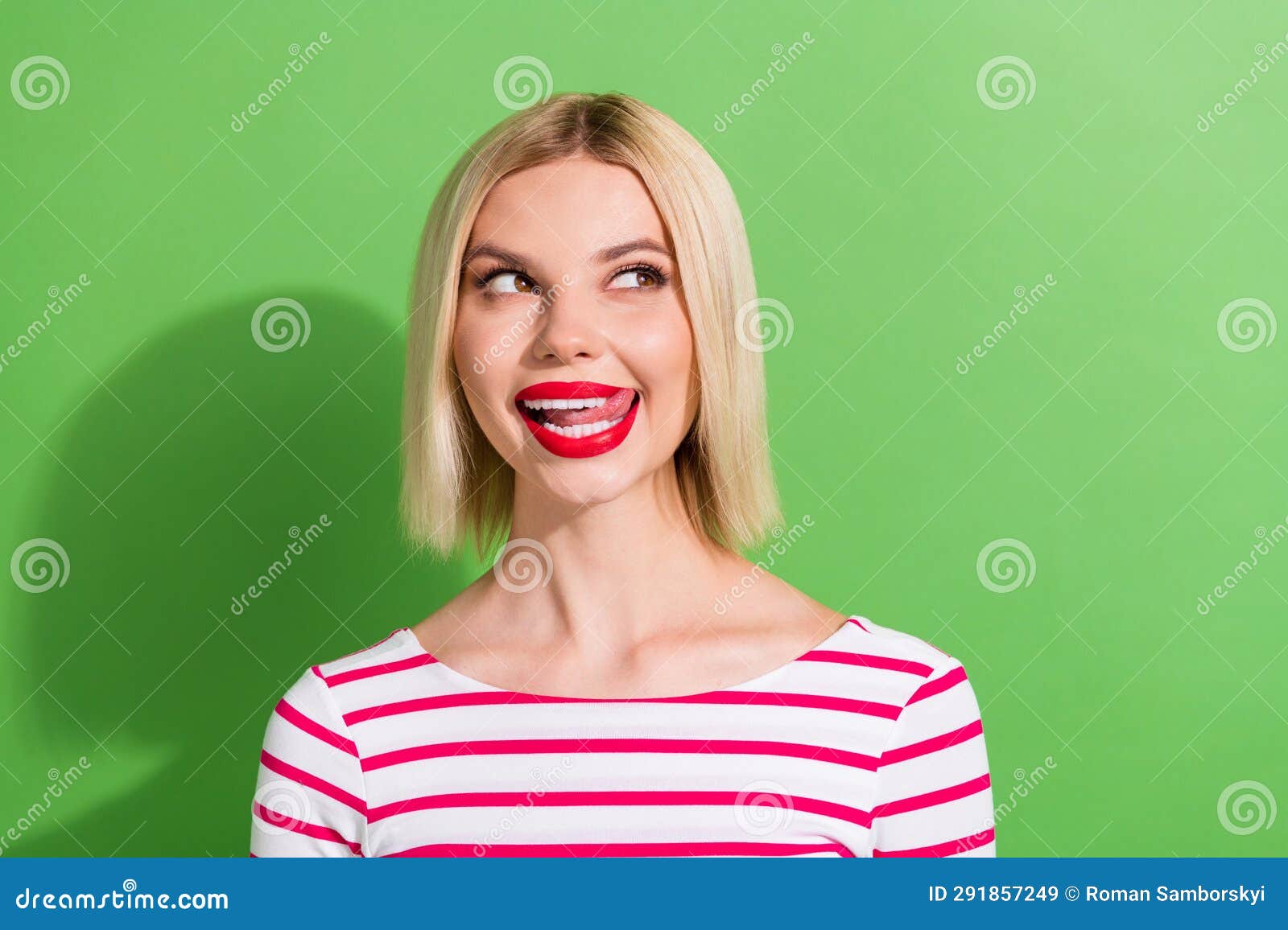 Portrait Of Optimistic Minded Girl With Short Hair Wear Stylish Clothes