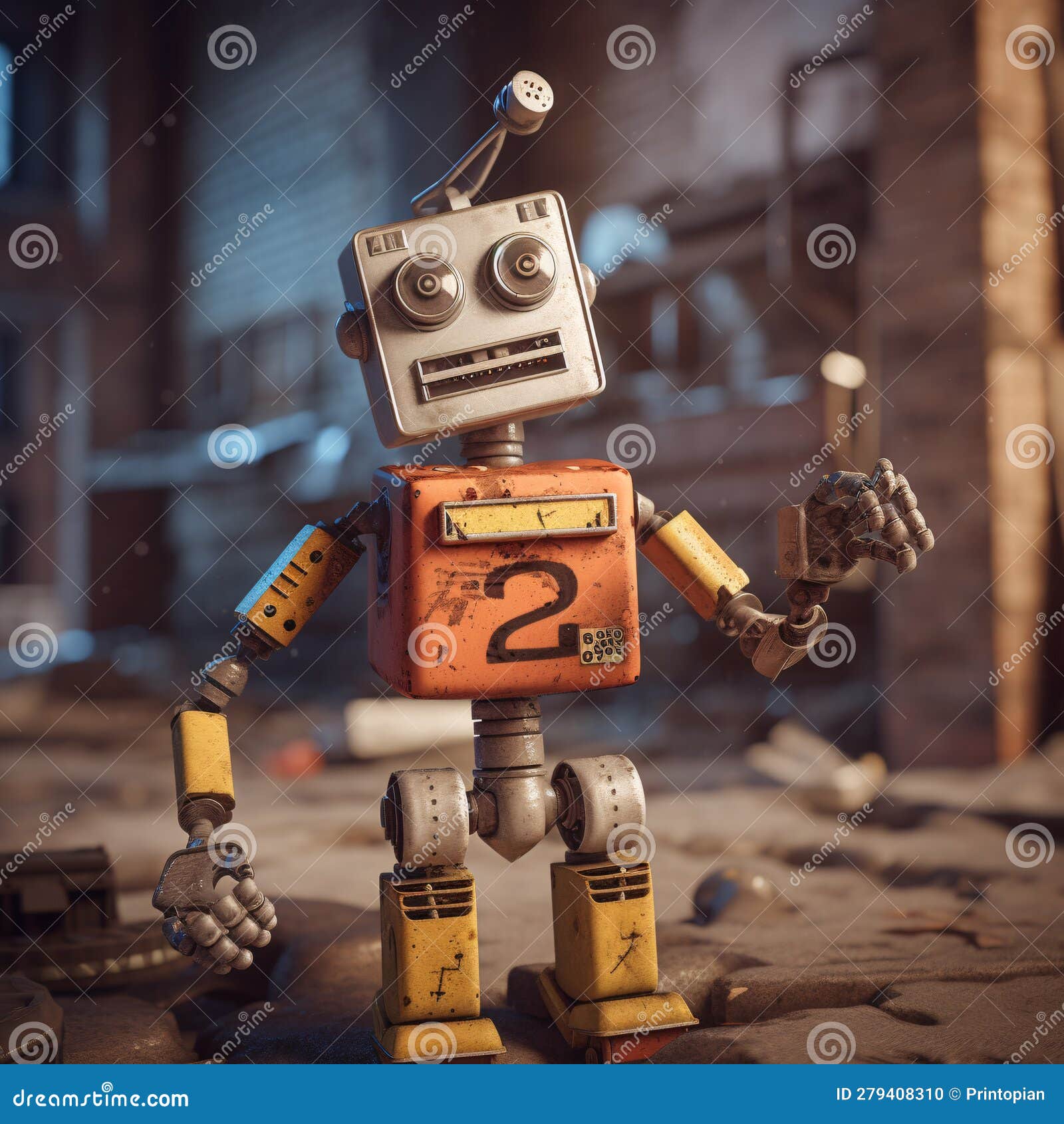 Portrait of a Orange Square Robot, Ai Generated Stock Illustration ...