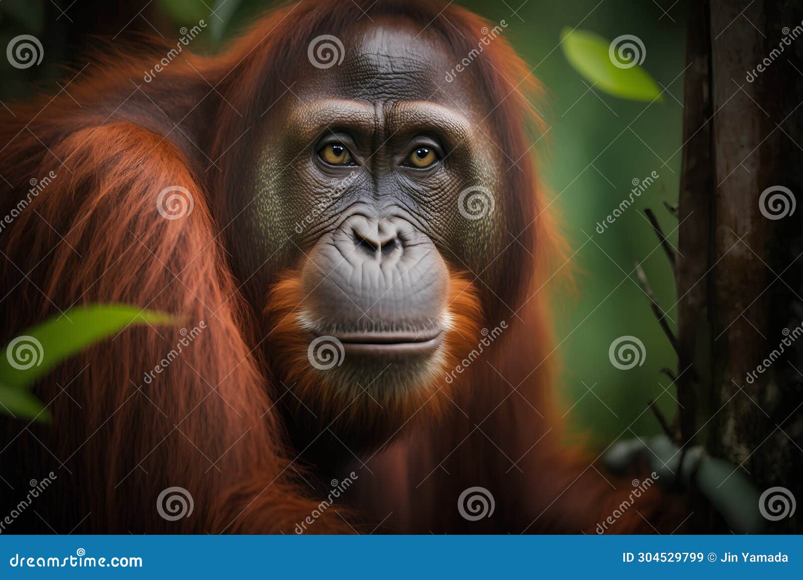 Orangutan Pongo Pygmaeus Sitting On A Front View Silhouette Found In ...