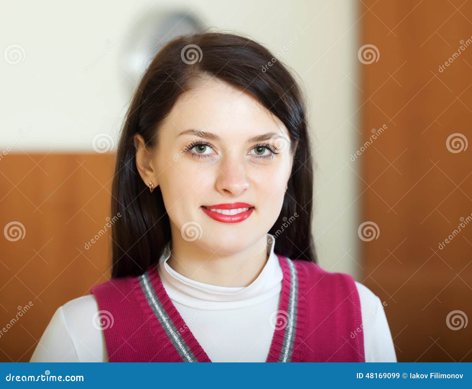 Portrait of ordinary girl stock image. Image of brunette - 48169099
