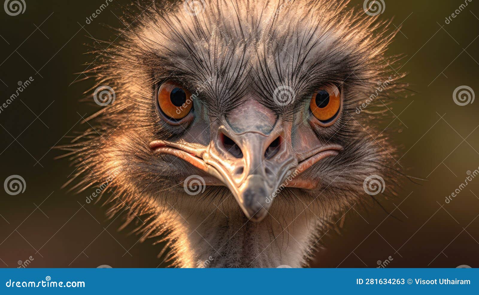 Portrait from Ostrich Head, the African Ostrich Stock Illustration ...