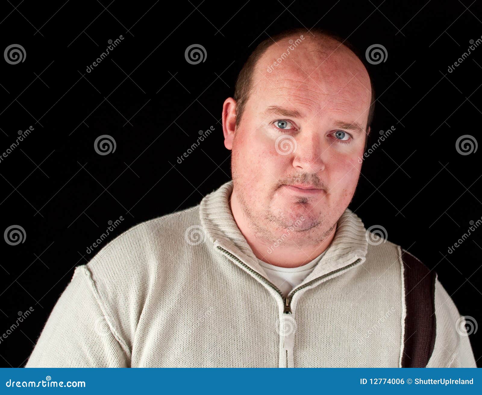 Portrait of a Overweight Male on Black Stock Photo - Image of black ...