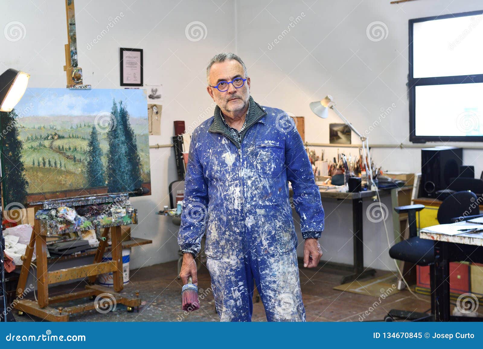 Portrait of a Painter Artist Who Works in His Studio Stock Image ...