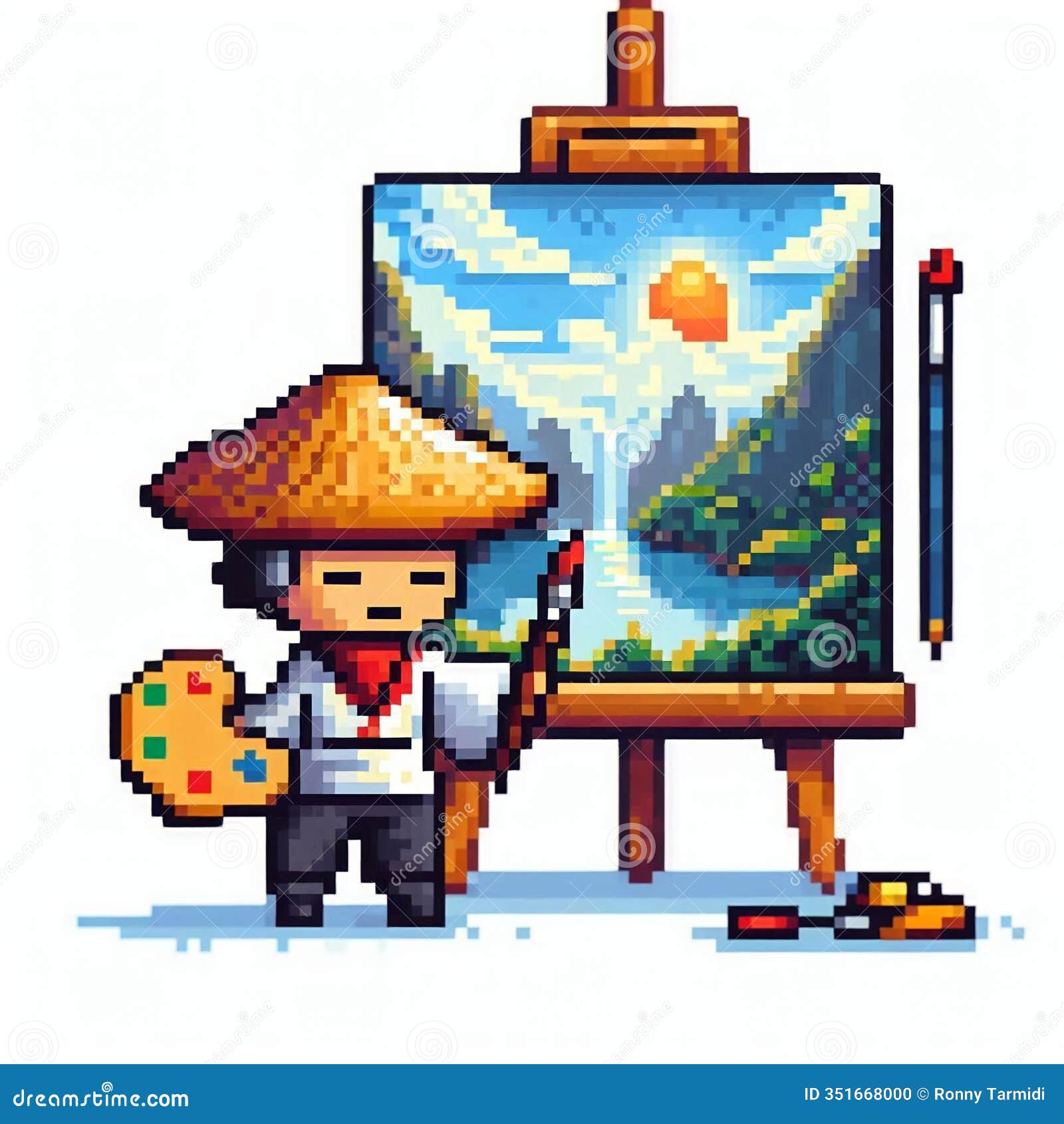Portrait Painting, Pixel Art Stock Illustration - Illustration of ...
