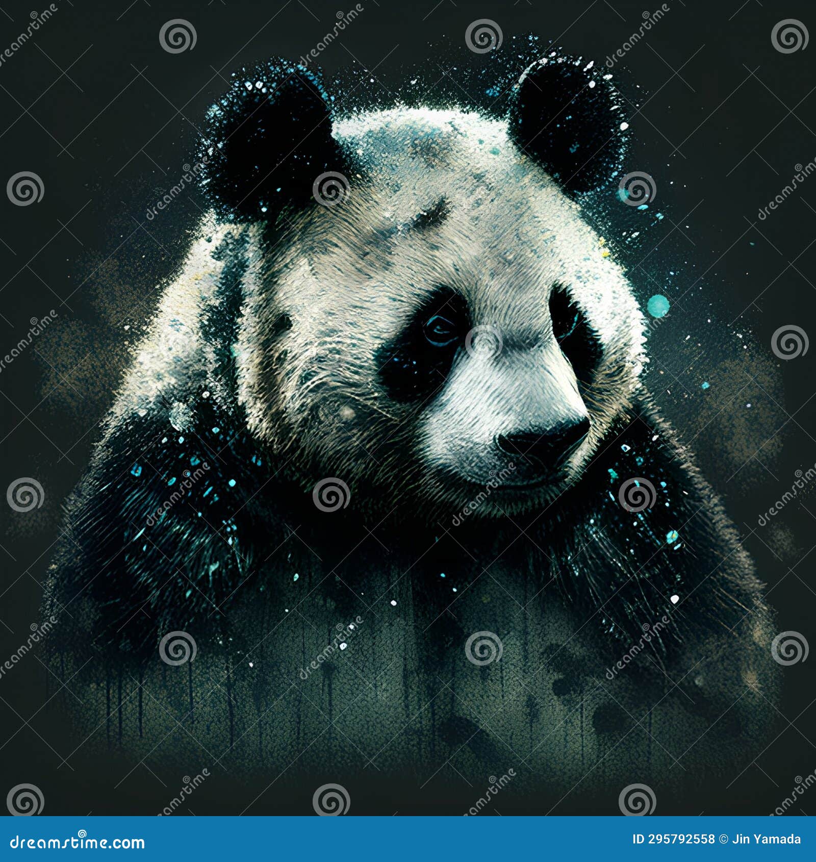 Portrait of a Panda in the Rain. Hand Drawn Illustration Stock ...