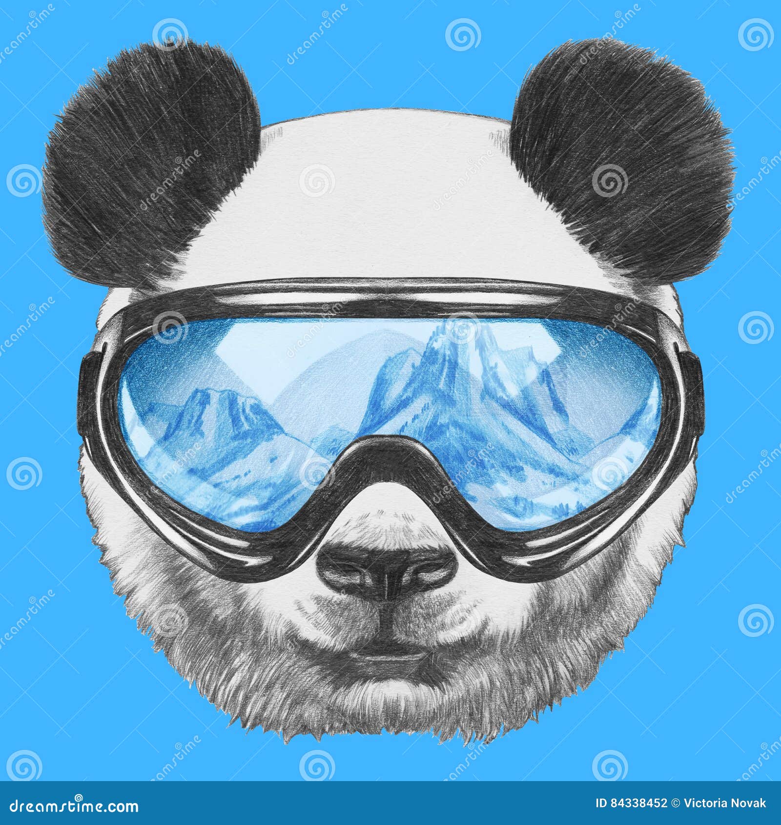 Portrait of Panda with Ski Goggles. Stock Illustration - Illustration ...