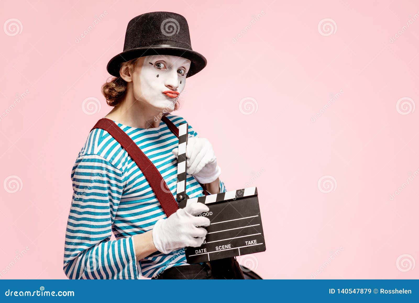 Portrait of a Pantomime with Cinematography Clapperboard Stock Image ...