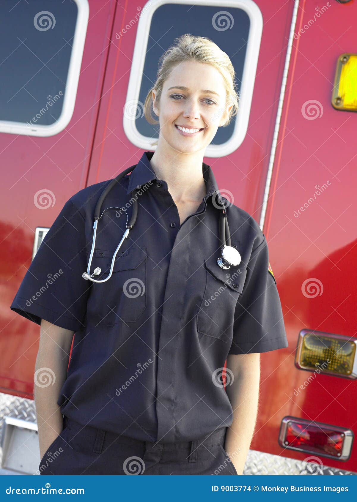 Portrait of Paramedic in Front of Ambulance Stock Photo - Image of ...