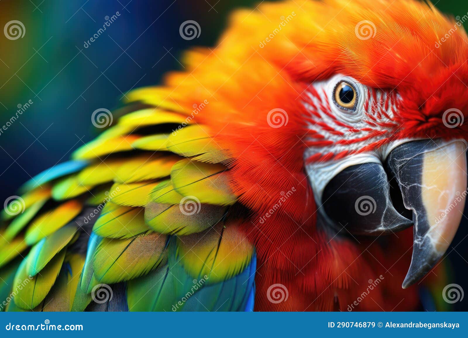 Portrait of a Parrot Close-up Stock Illustration - Illustration of ...