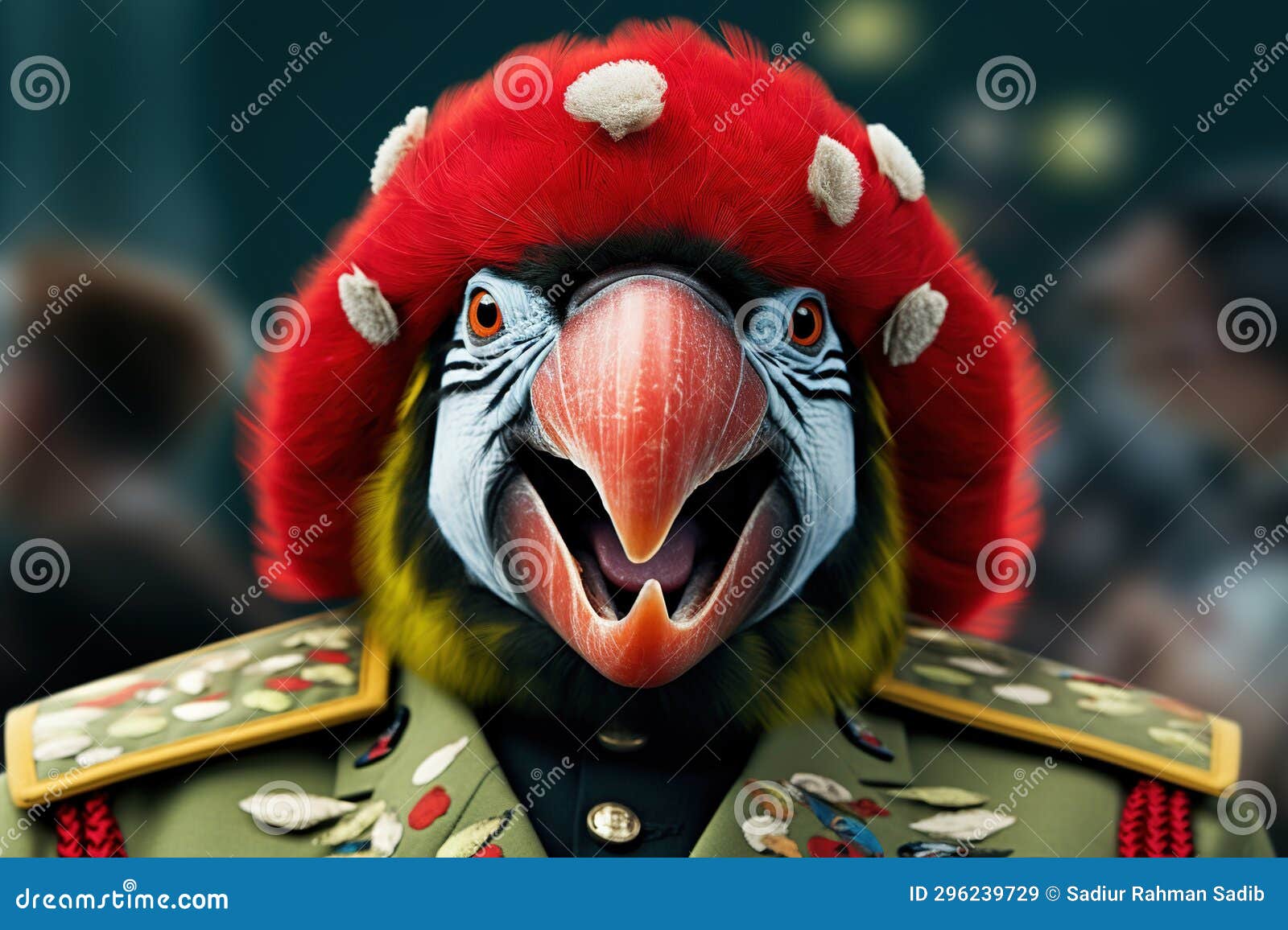 Portrait of a Parrot in a Military Uniform. Stock Illustration ...