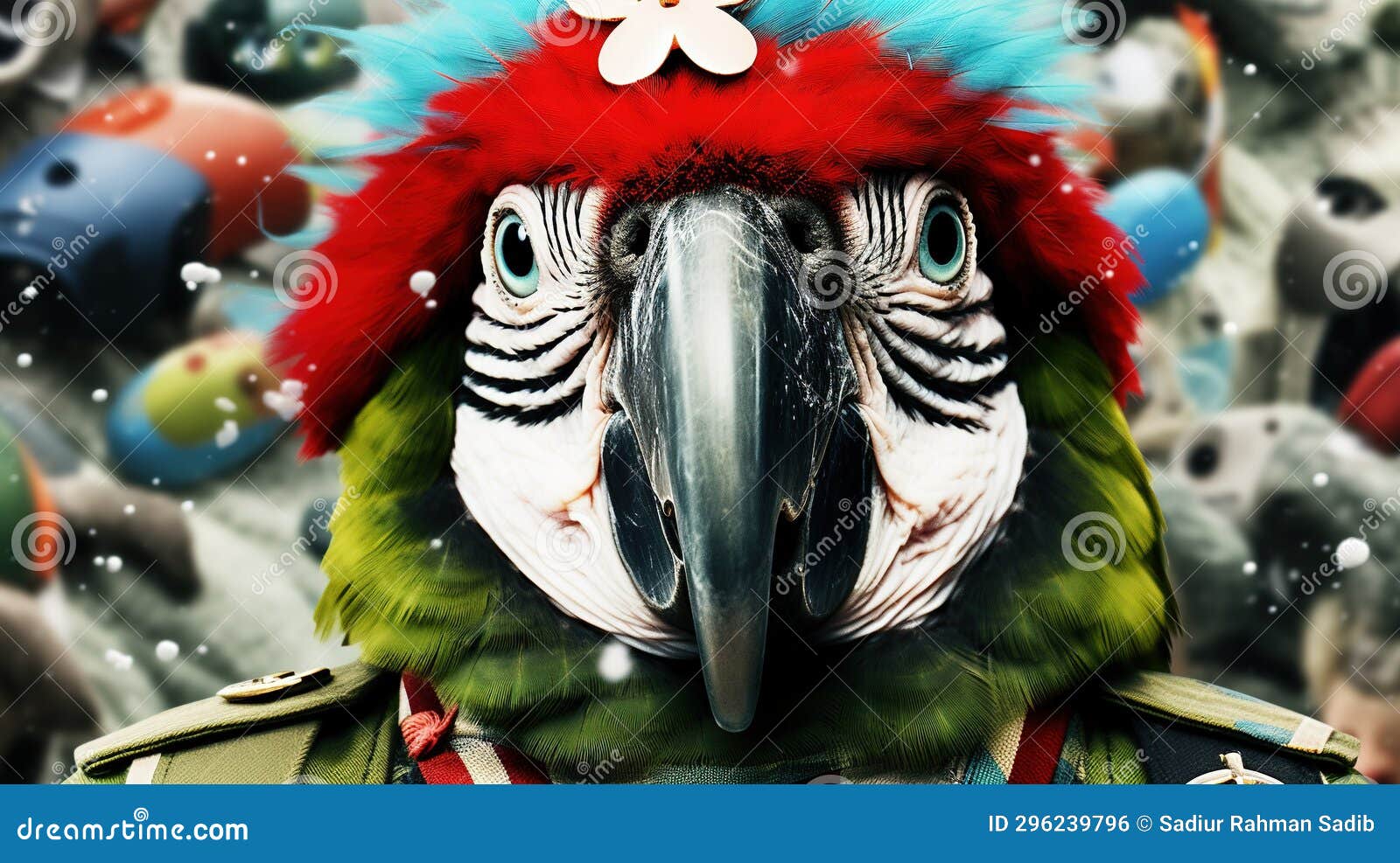 Portrait of a Parrot in a Military Uniform. Stock Illustration ...