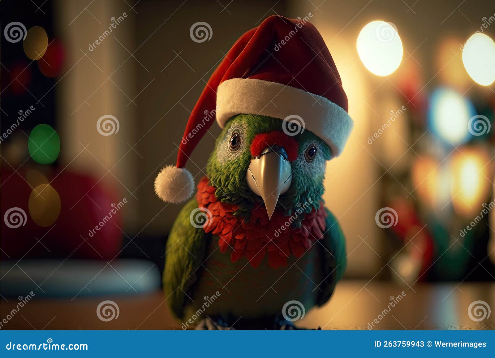 Portrait of Parrot with Santa Hat Stock Illustration - Illustration of ...