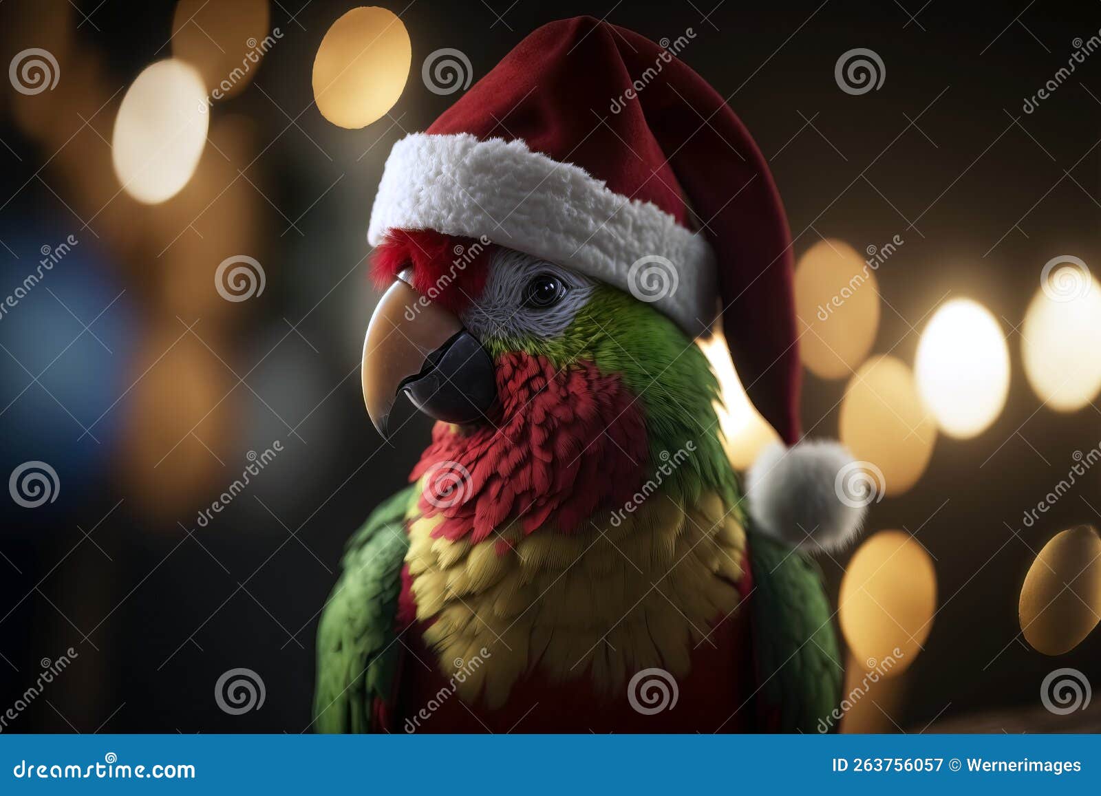 Portrait of a Parrot with Santa Hat Stock Illustration - Illustration ...