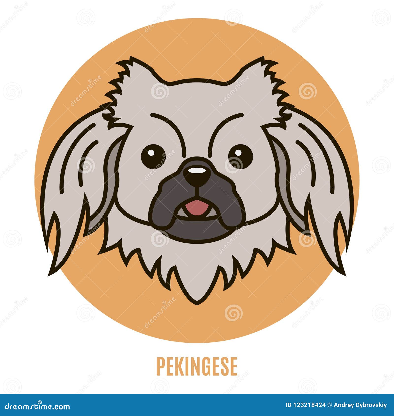 Portrait of Pekingese stock vector. Illustration of happy - 123218424