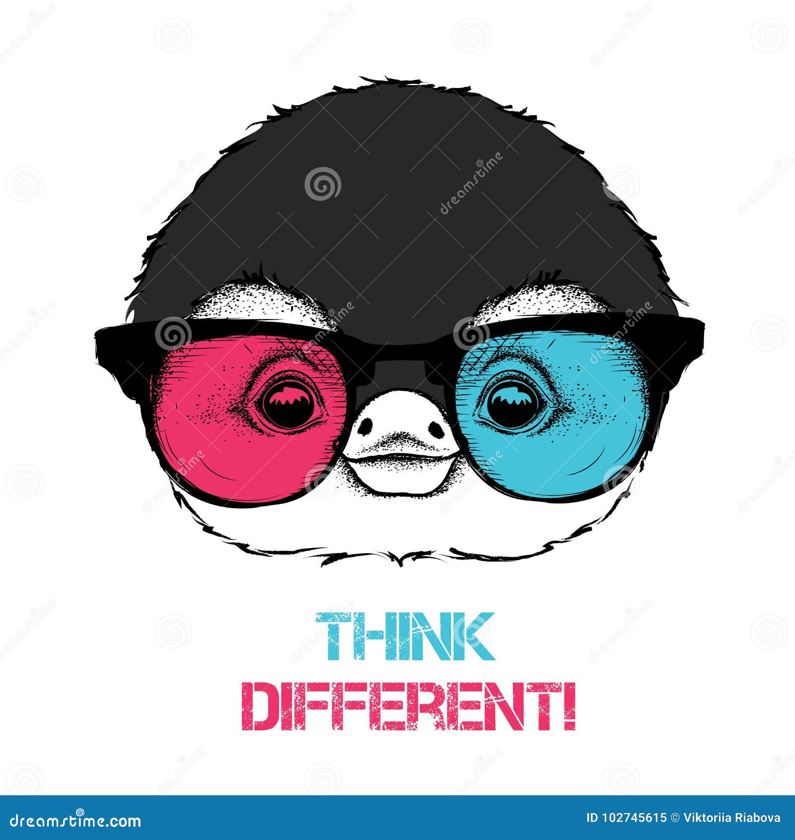 Portrait of the Penguin in the Colored Glasses. Think Different. Vector ...