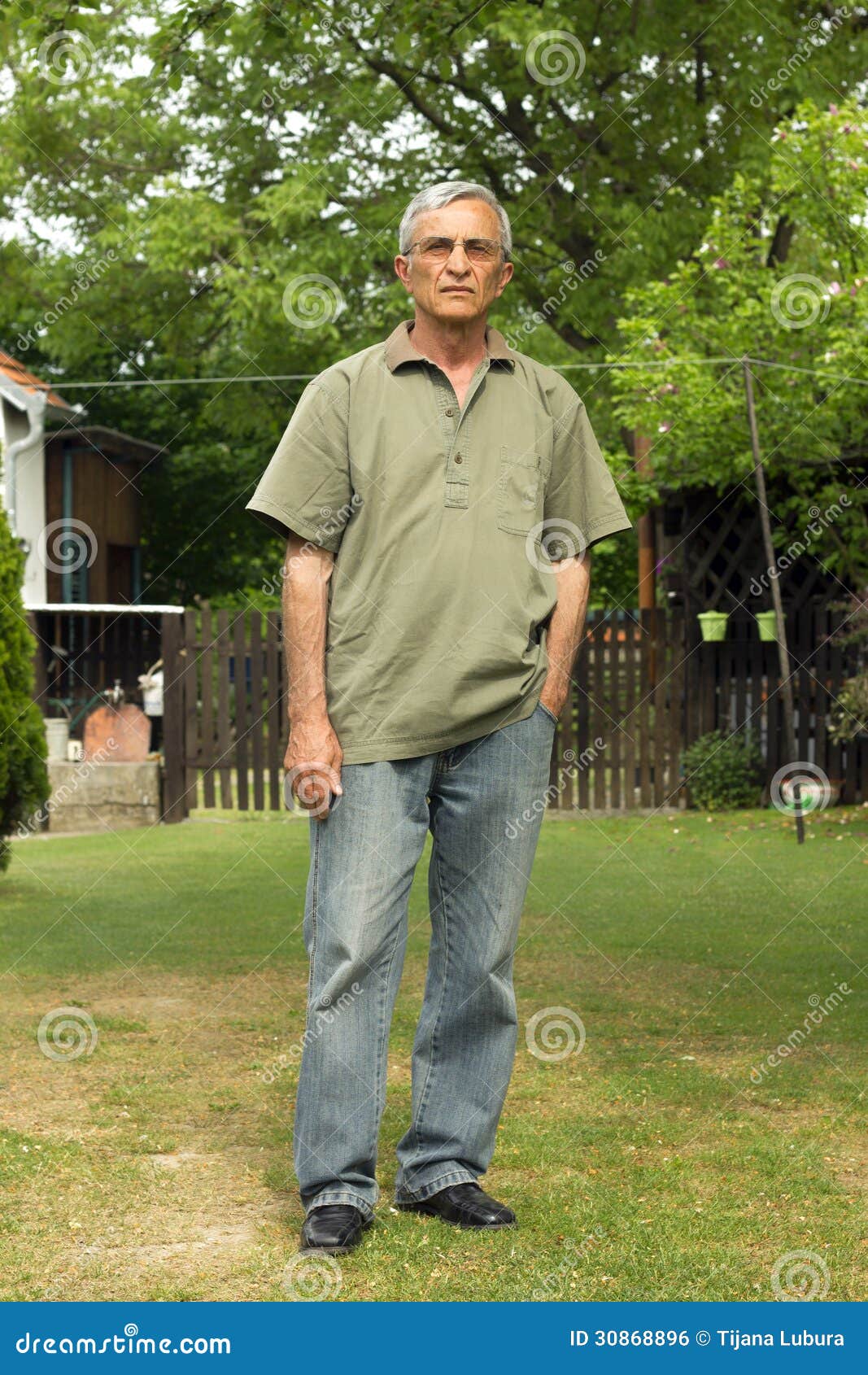 Portrait of a pensioner stock photo. Image of green, white - 30868896