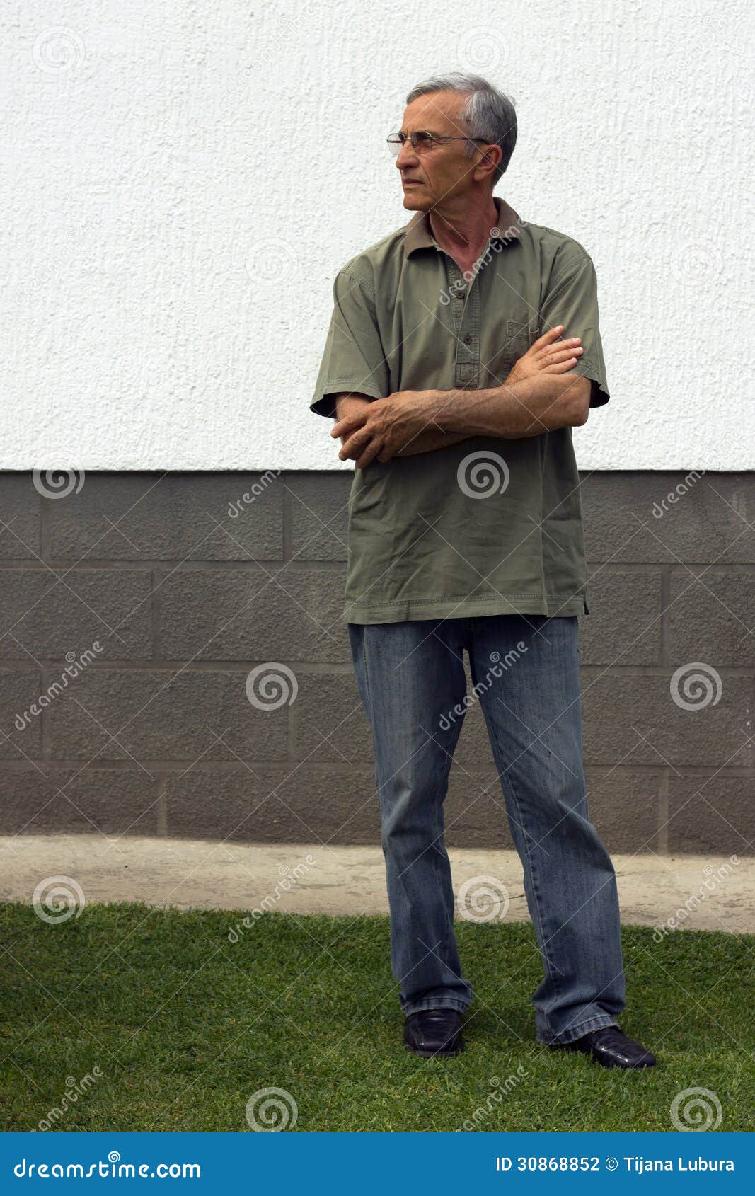 Portrait of a pensioner stock photo. Image of grass, white - 30868852