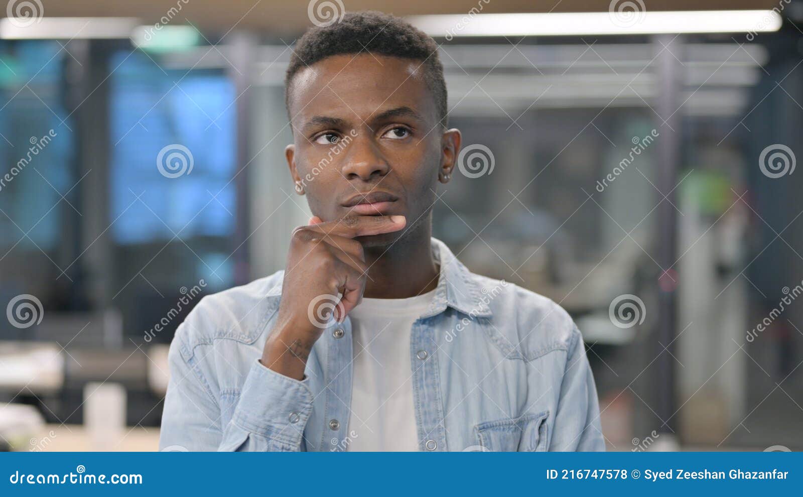 Portrait of Pensive African Man Thinking Stock Photo - Image of trader ...