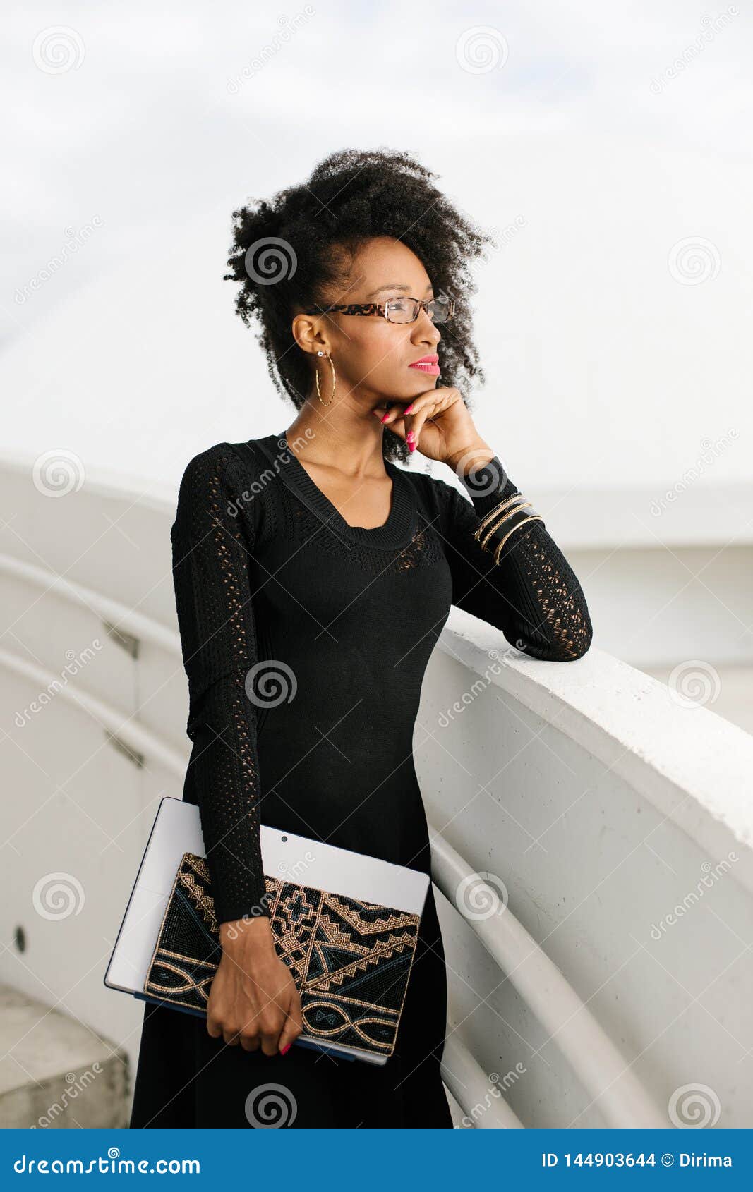 Portrait of Pensive Afro Hairstyle Professional Woman Stock Photo ... Portrait of Pensive Afro Hairstyle Professional Woman Stock Photo ...