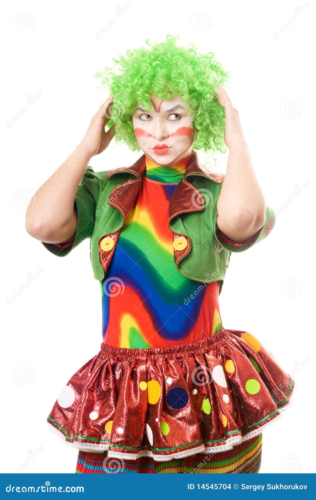 Portrait of Pensive Female Clown Stock Photo - Image of circus, color ...