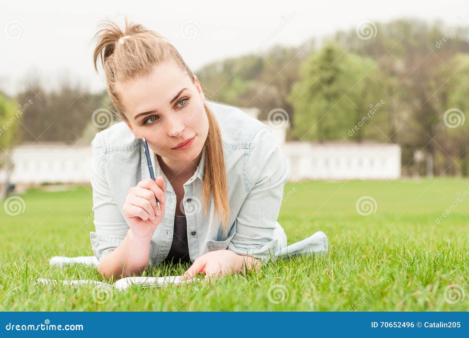 Portrait of Pensive Female Writing Down Notes in Her Journal Stock ...