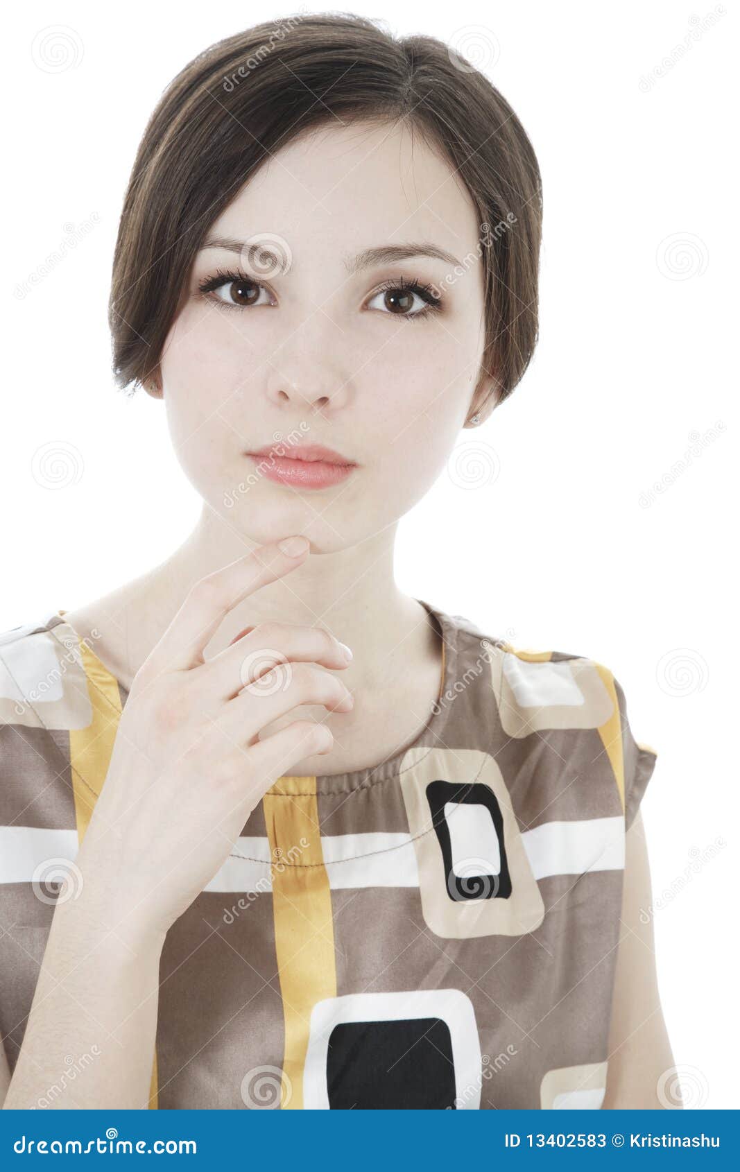 Portrait of pensive girl stock image. Image of hair, elegance - 13402583
