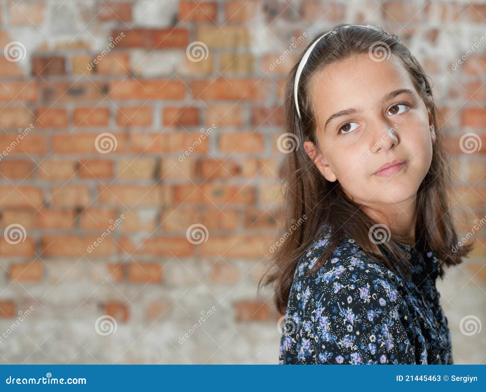 Portrait of pensive girl stock image. Image of head, beautiful - 21445463