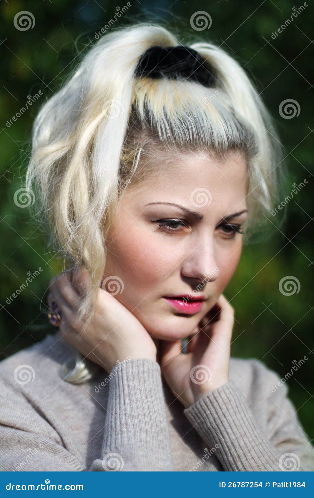 Portrait of a pensive girl stock photo. Image of woman - 26787254