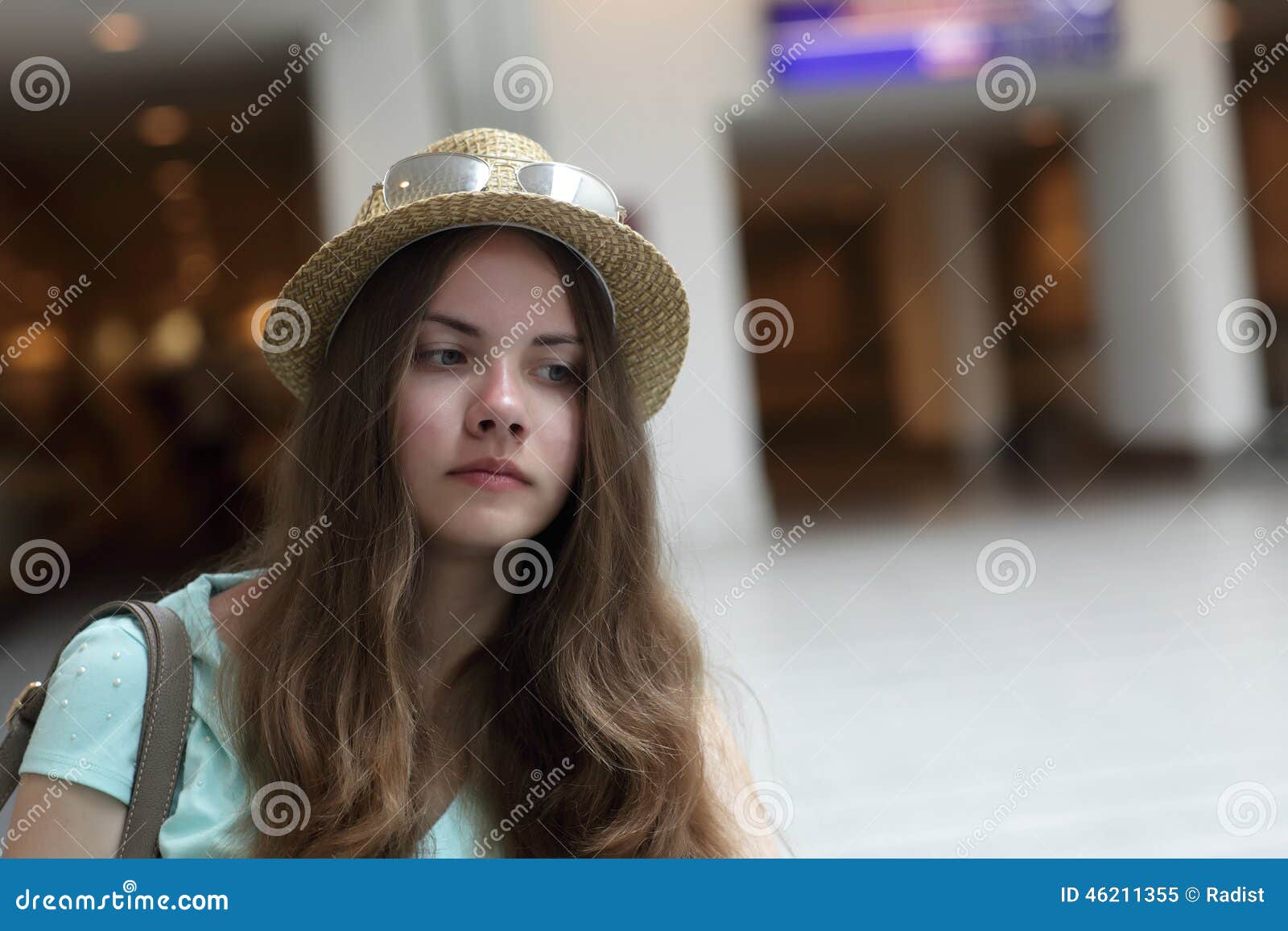 Portrait of pensive girl stock image. Image of looking - 46211355