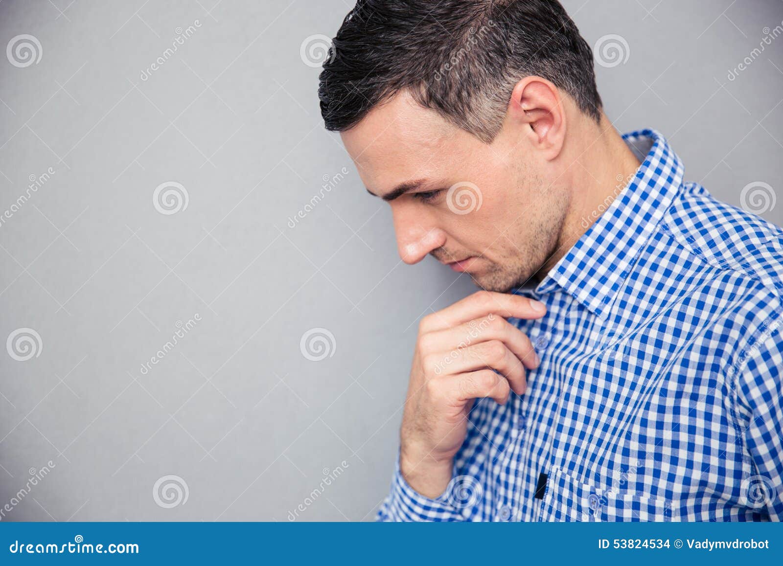 Portrait of a pensive man stock photo. Image of looking - 53824534