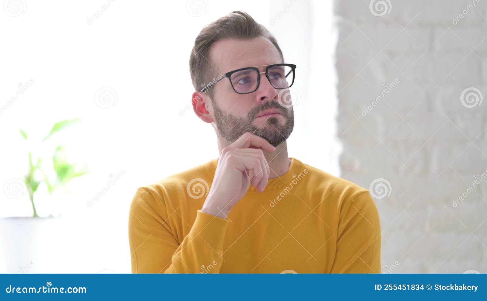 Portrait of Pensive Man Thinking New Plan Stock Photo - Image of ...
