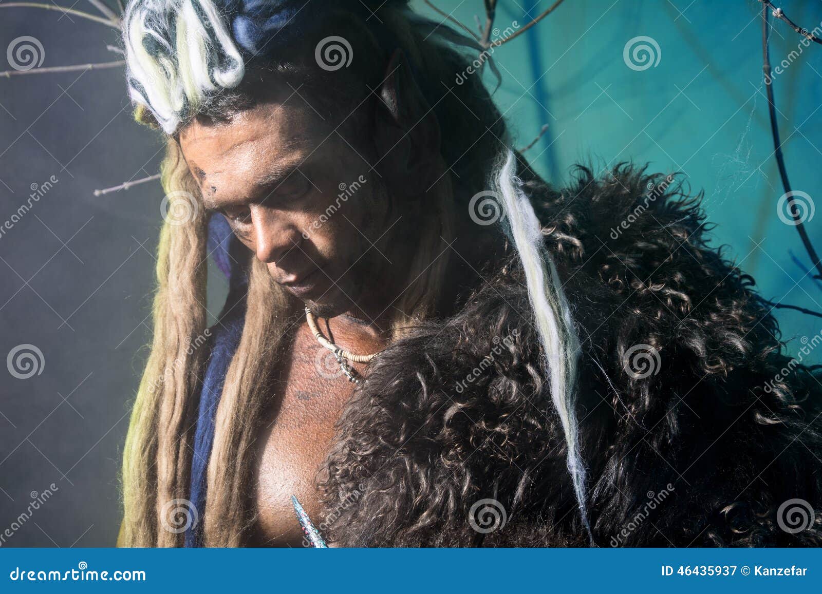 Portrait of Pensive Man Werewolf with a Skin on the Shoulder Stock ...