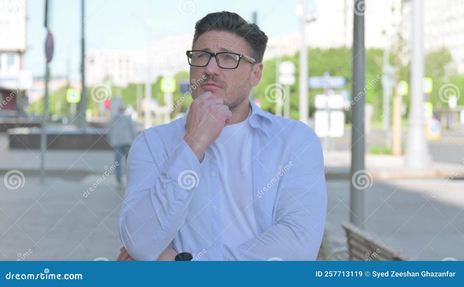 Portrait of Pensive Man Thinking Outdoor Stock Image - Image of fantasy ...