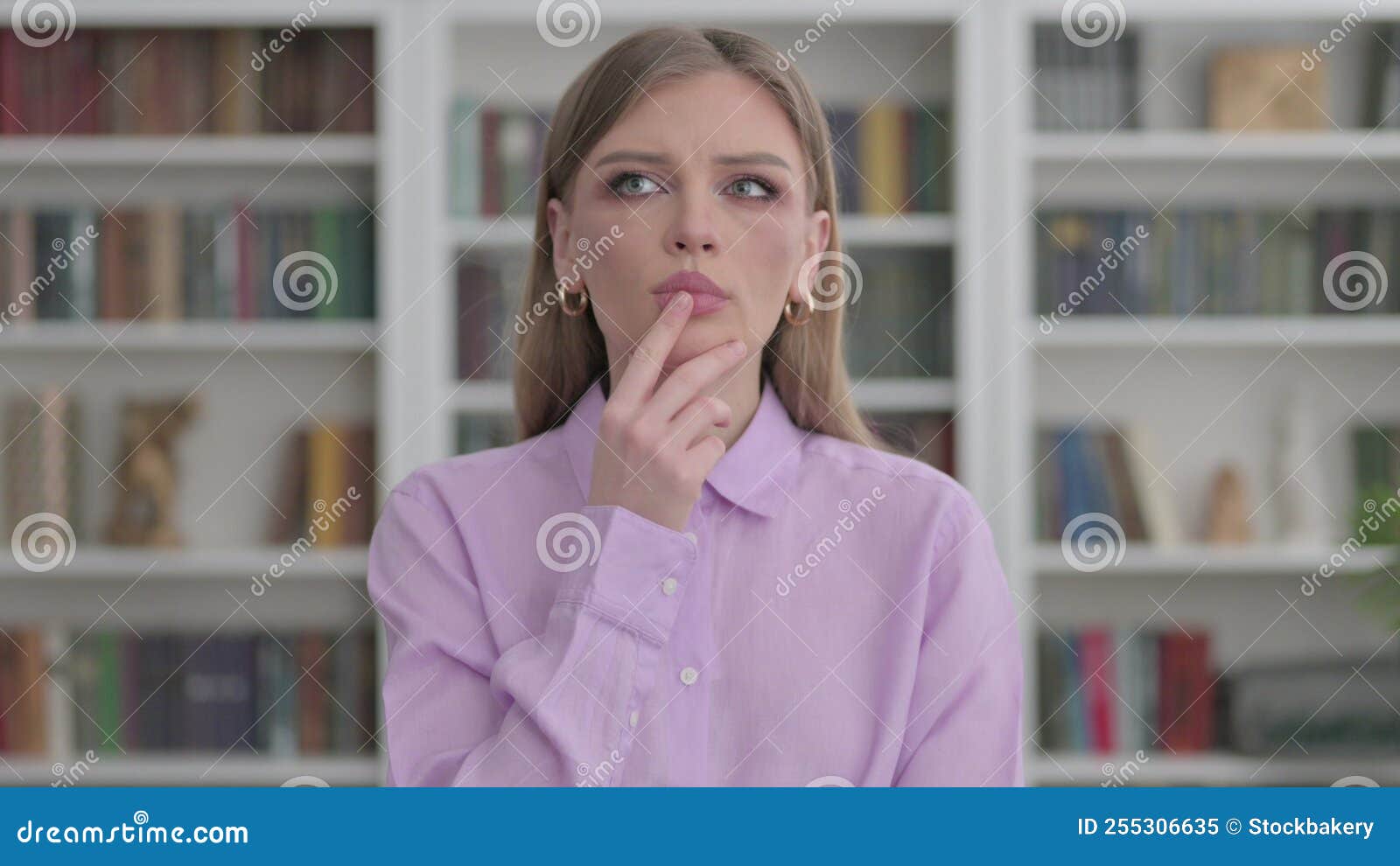 Portrait of Pensive Woman Thinking Stock Image - Image of woman ...