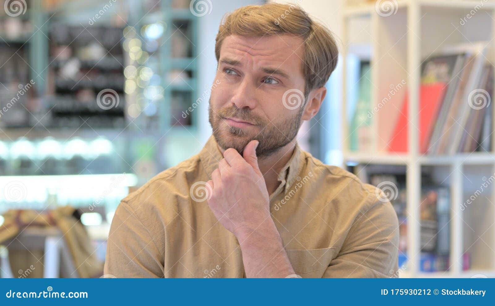 Portrait of Pensive Young Man Thinking of Ideas Stock Photo - Image of ...