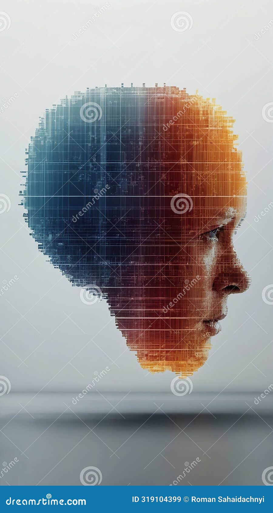Portrait of Person with Digital Pixelated Patterns for it Services ...