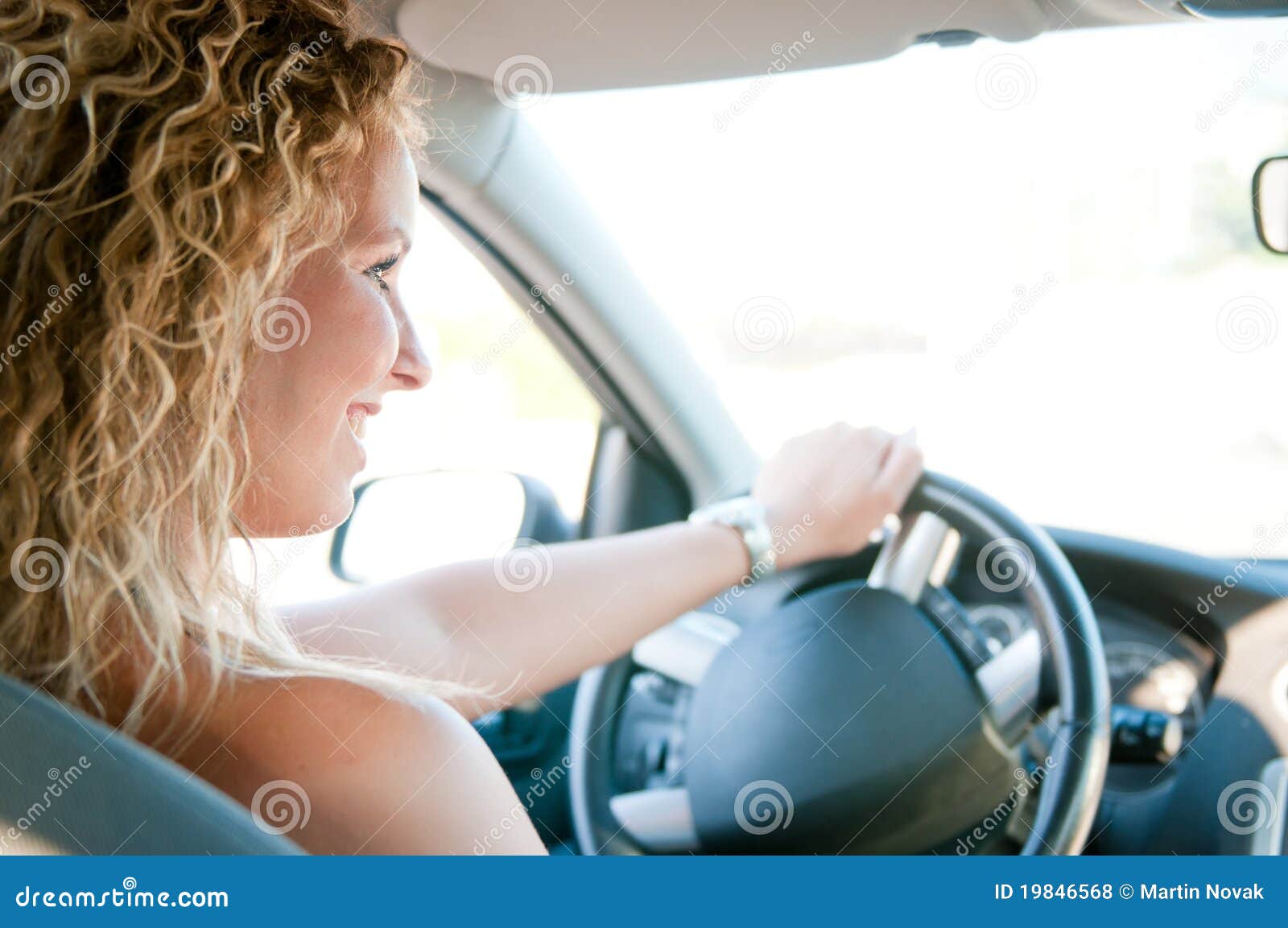 Portrait of Person Driving Car Stock Photo - Image of blond, auto: 19846568
