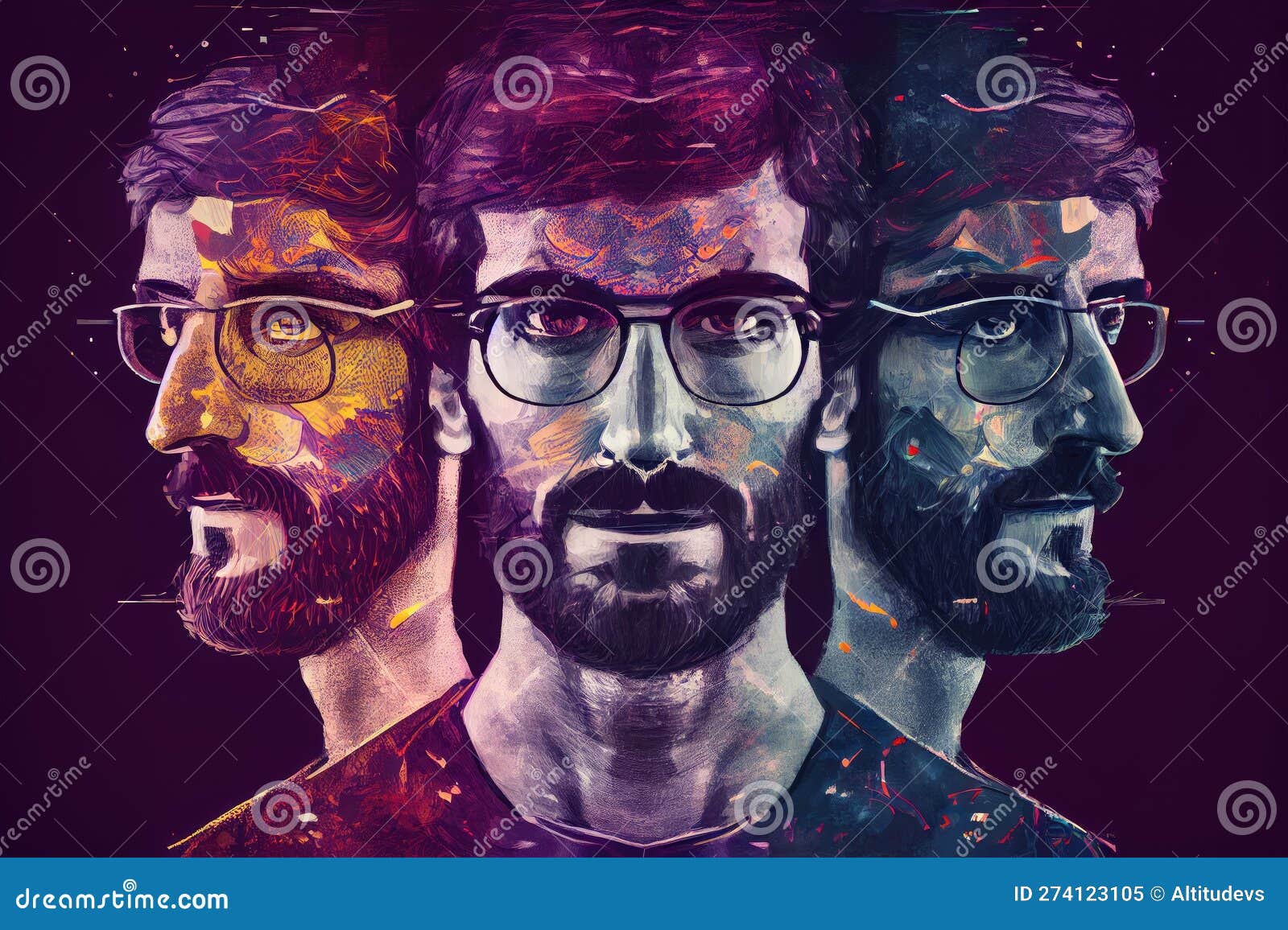 Portrait of Person with Multiple Personalities, Illustrating Each ... Portrait of Person with Multiple Personalities, Illustrating Each ...