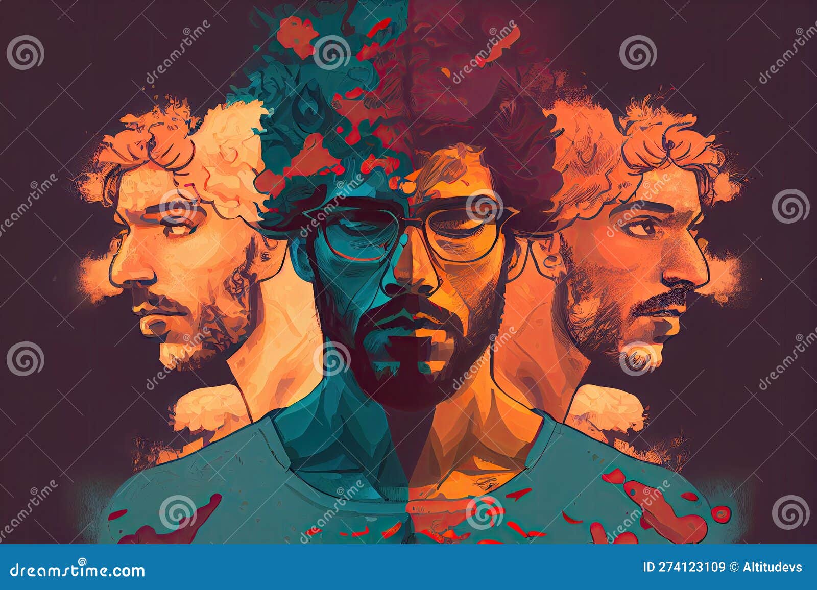 Portrait of Person with Multiple Personalities, Illustrating Each ... Portrait of Person with Multiple Personalities, Illustrating Each ...