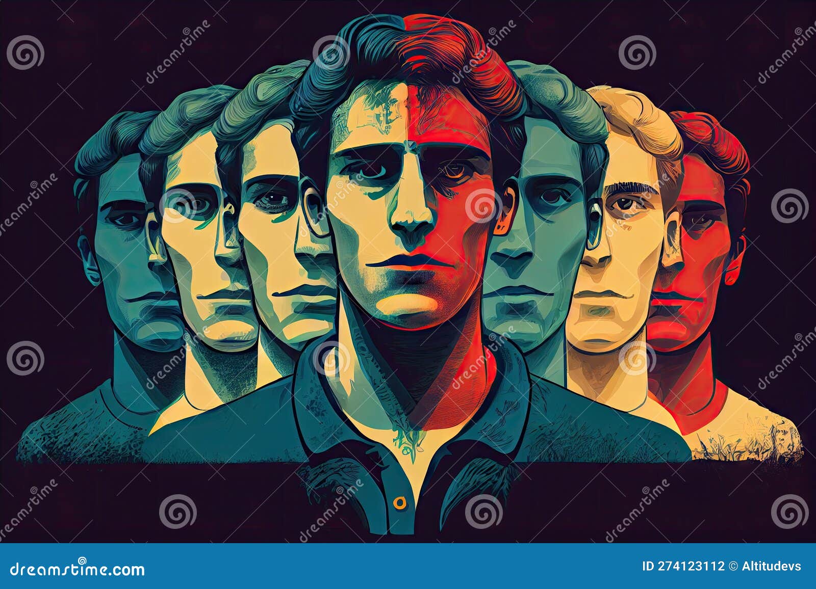Portrait of Person with Multiple Personalities, Illustrating Each ... Portrait of Person with Multiple Personalities, Illustrating Each ...