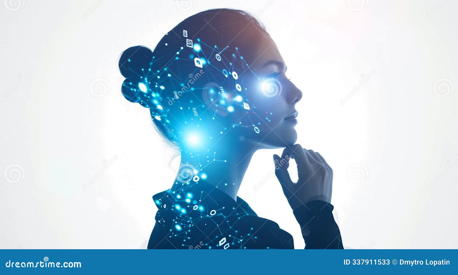 Portrait of Person Thinking and Planning, Human Head with Multiple ...