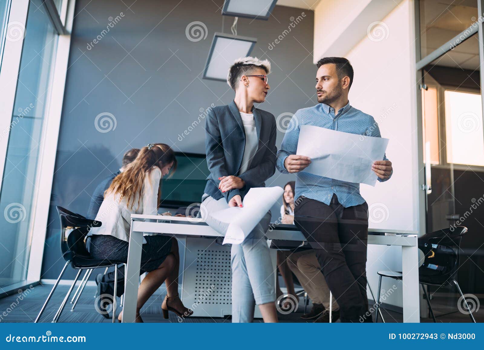 Portrait of Architects Having Discussion in Office Stock Image - Image ...