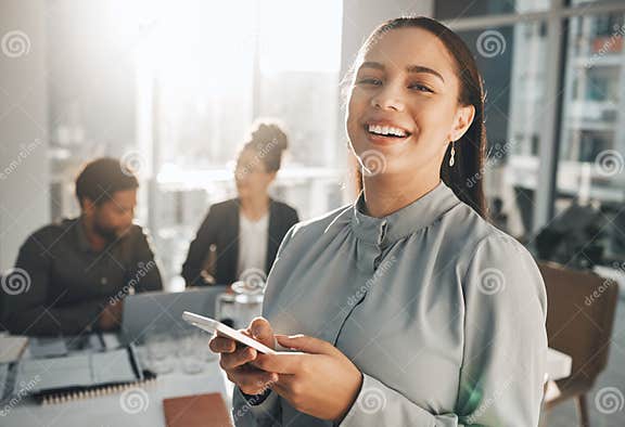 Portrait Phone And Vision With A Business Black Woman In Her Office